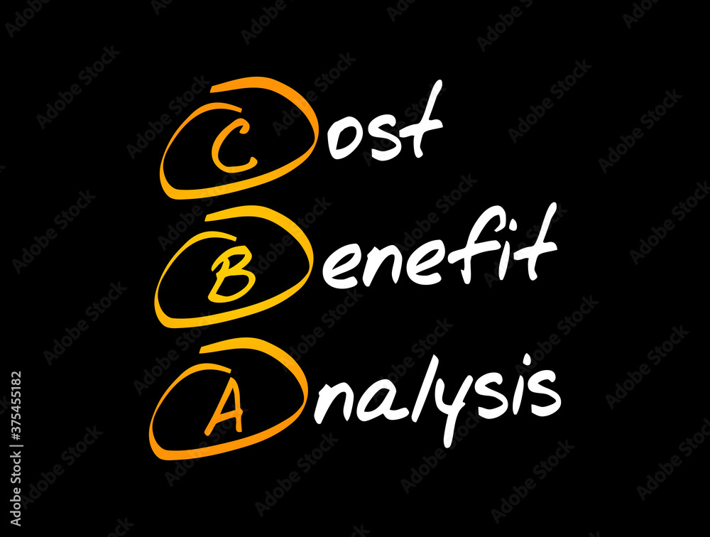 CBA - Cost-benefit Analysis acronym, business concept background Stock ...