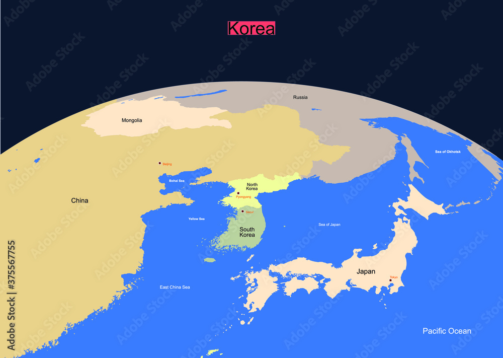 korean peninsula map.North and South Korea administrative map. vector ...