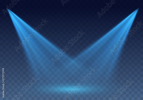 Blue scanner or laser effect. Glowing stage light rays isolated on ...