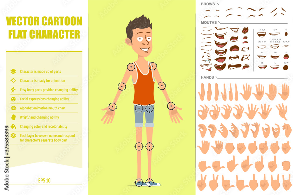 Cartoon flat funny sportsman character in singlet and shorts. Ready for ...