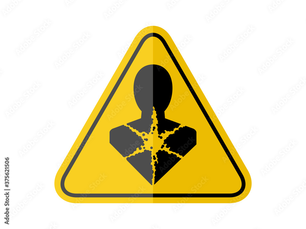 Vetor isolated caution health, common hazards symbols on yellow round ...