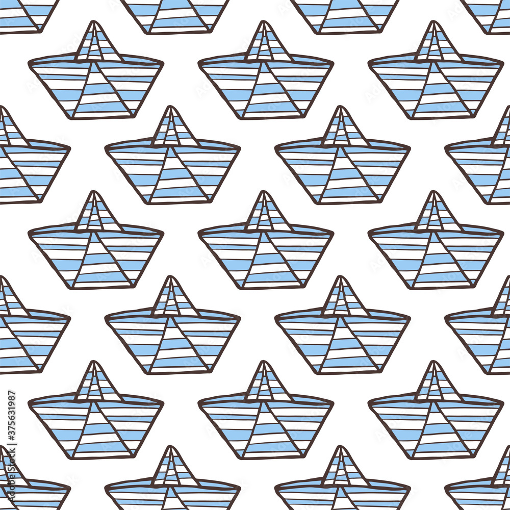 Seamless pattern of paper boats. Design for backdrops with sea, rivers ...