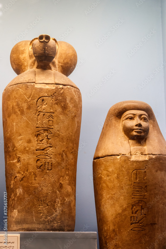 Canopic jars inside of Museum of Egyptian Antiquities, used by the ...