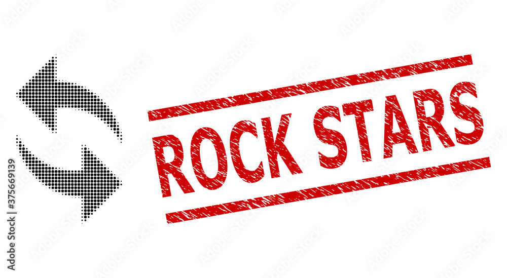 Refresh halftone dotted illustration and Rock Stars rubber stamp seal ...