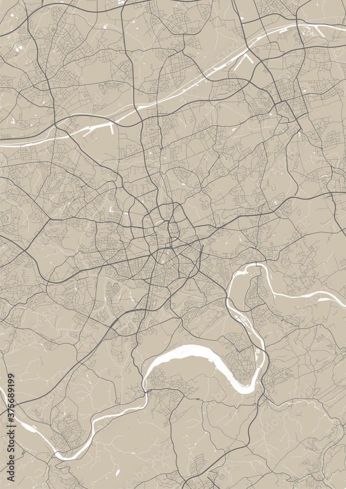 Detailed map of Essen city, linear print map. Cityscape panorama. Stock ...