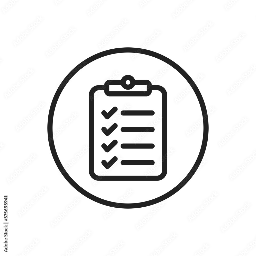 Checklist clipboard thin line vector icon. Outline check list with ...