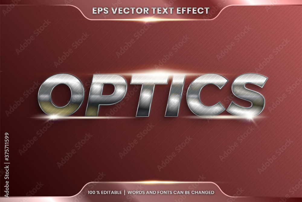 Text effect in 3d Optics words, font styles theme editable realistic ...