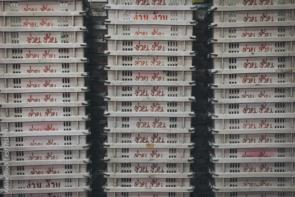 Piled Crates at the Night Market in Bangkok Stock Photo | Adobe Stock