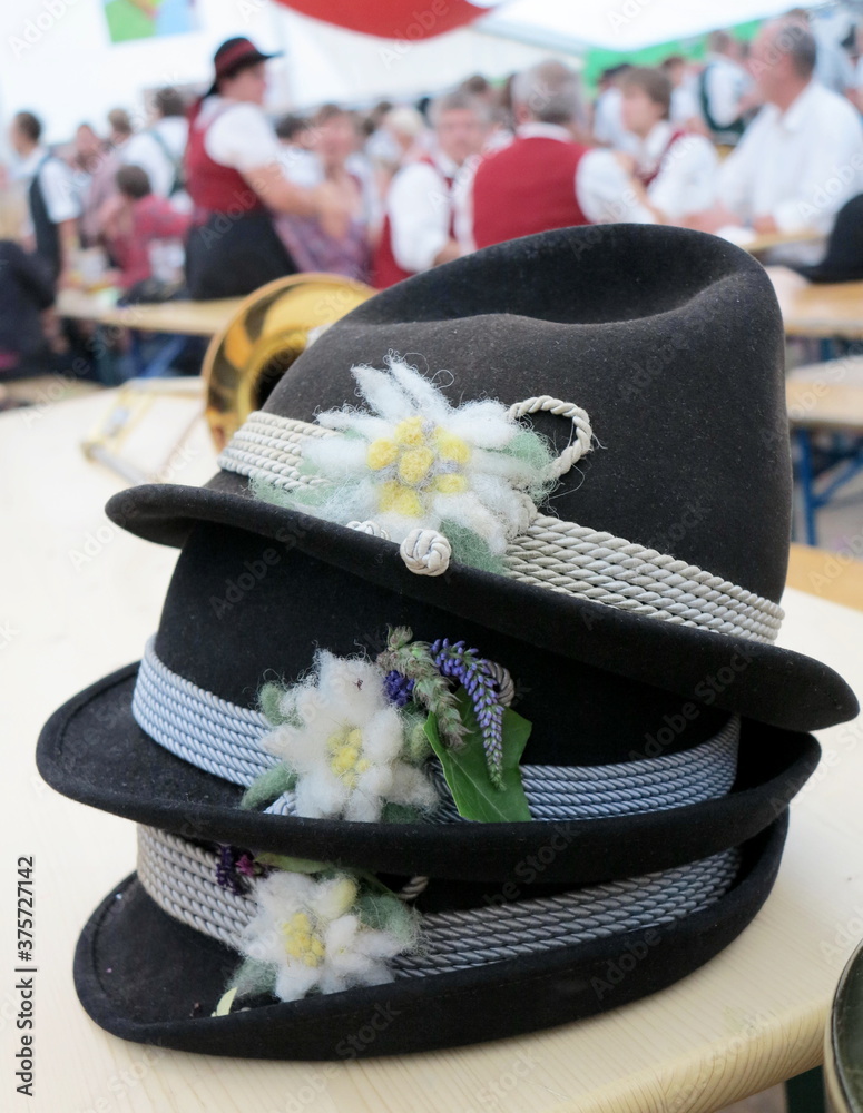 hats men traditional costume edelweiss Stock Photo | Adobe Stock