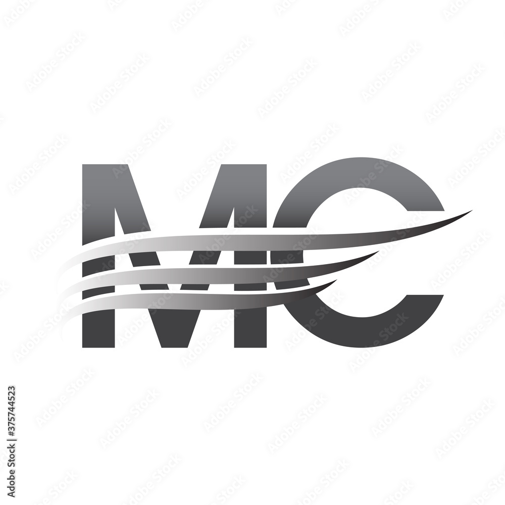 Initial MC wing logo, grey color vector logotype, logo for company name ...