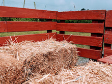 Red Wagon And Bale Of Hay Free Stock Photo - Public Domain Pictures