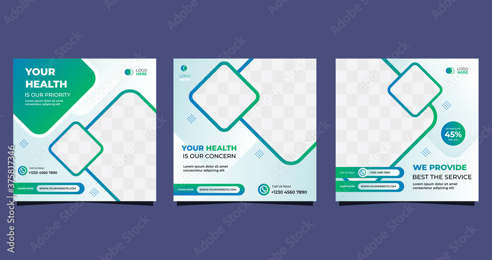 Collection of Medical social media post template for hospital and ...