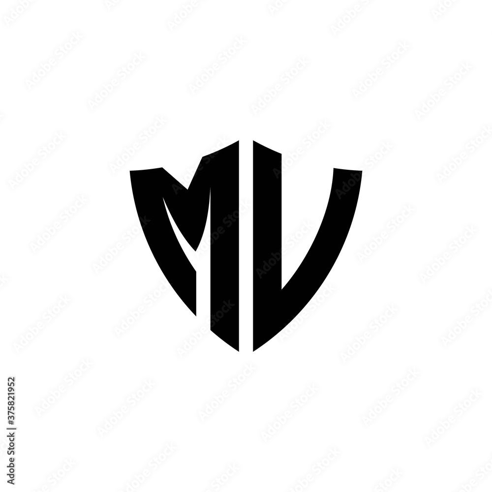MV monogram logo with shield shape design template Stock Vector | Adobe ...