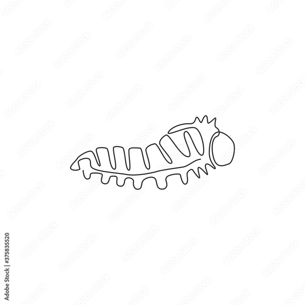 One continuous line drawing of cute caterpillar for company logo ...
