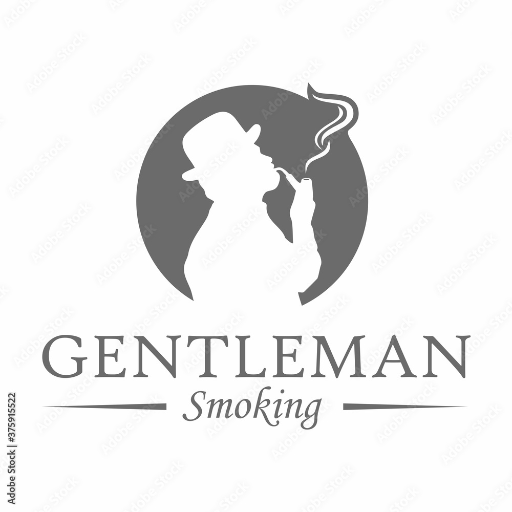 Silhouette of an old man with tobacco pipe on negative space, Classic ...