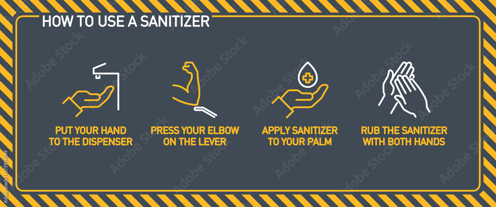 Infographic illustration of How to use hand sanitizer properly ...
