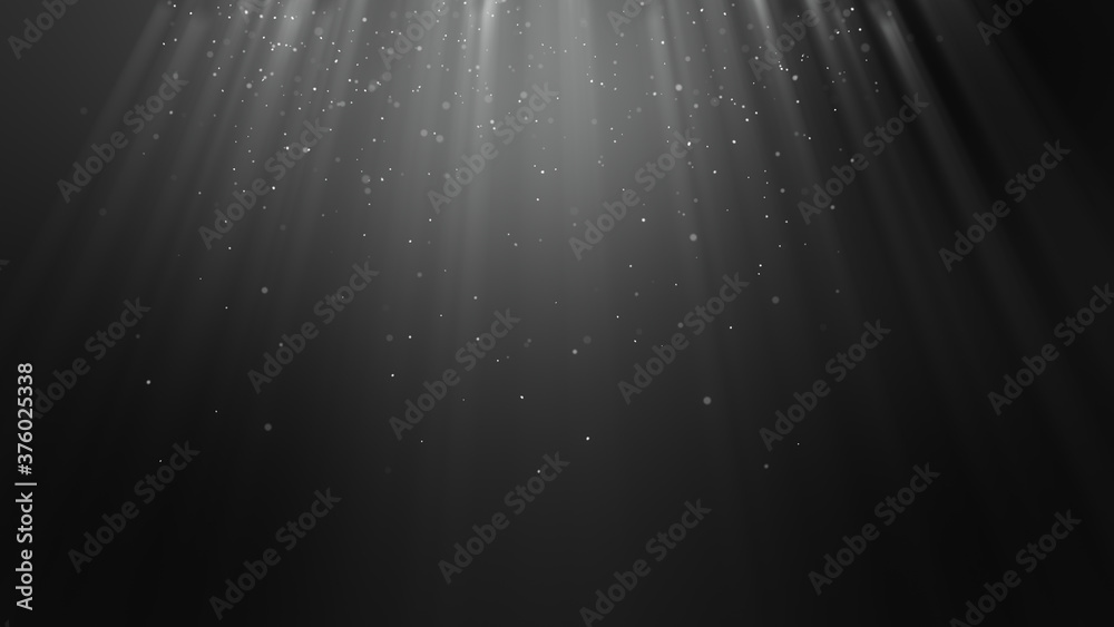Dark light white black particle form abstract background with falling ...