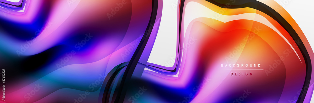 Vector abstract background, flowing liquid style bubble with metallic ...