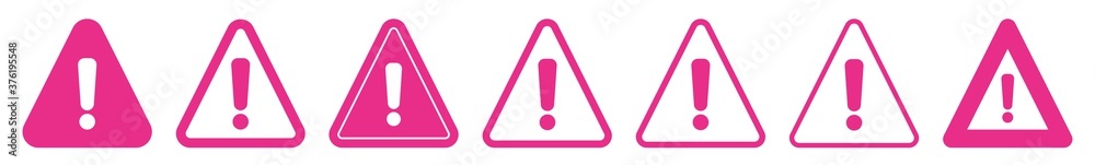 Exclamation Mark Triangle Icon Pink | Caution Sign | Warning ...