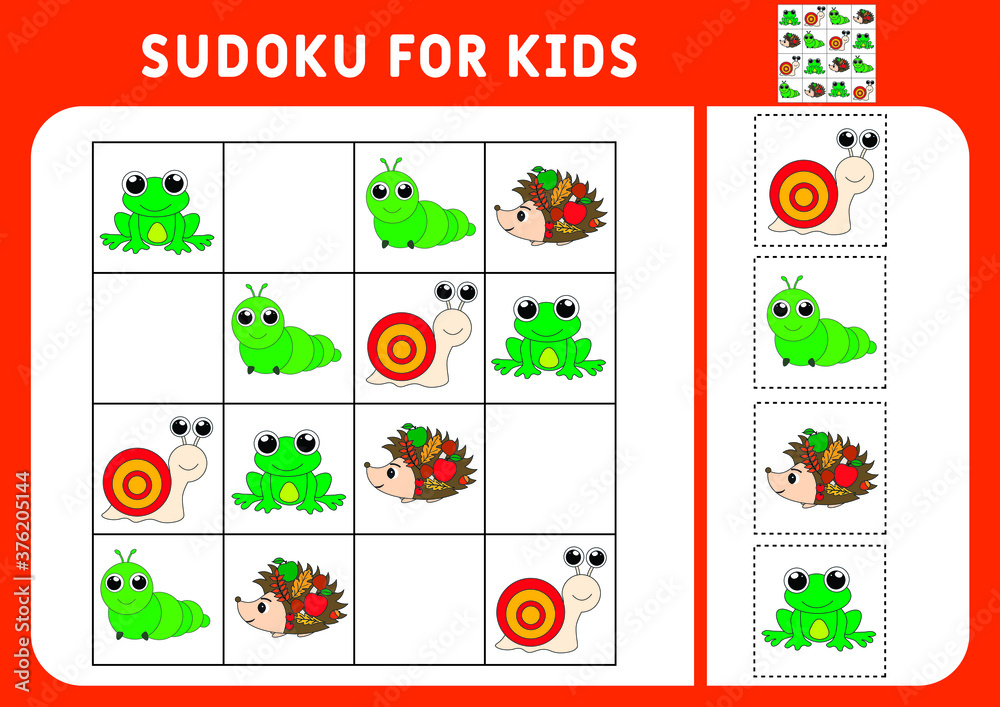 Sudoku for kids. Education development worksheet. Activity page with ...