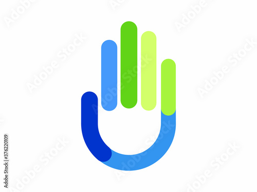 Hand stylized line logo, Hand colorful linear style logo, high five ...