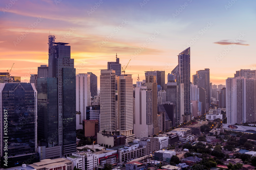 Makati, Metro Manila, Philippines - Beautiful skyline at sunset. View ...