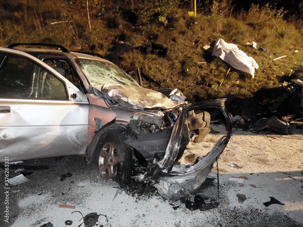 Car crash accident with deadly motorist in frontal collision between ...