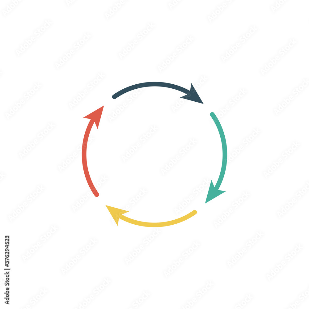 A Colourful Circular four Arrows Illustration. Stock vector illustration isolated on white ...