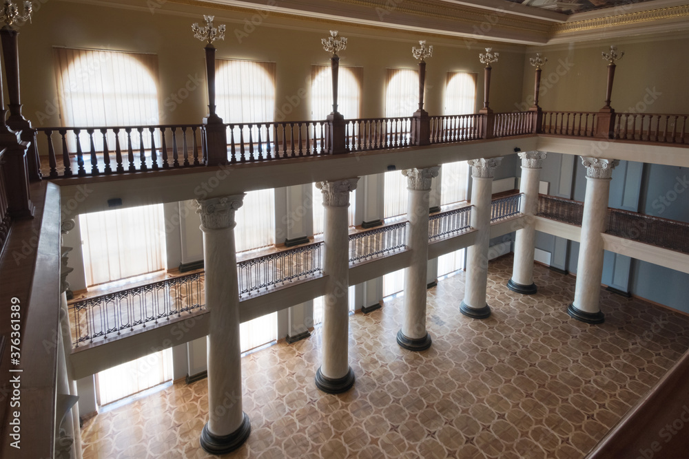 Interior of a classical building with columns Stock Photo | Adobe Stock