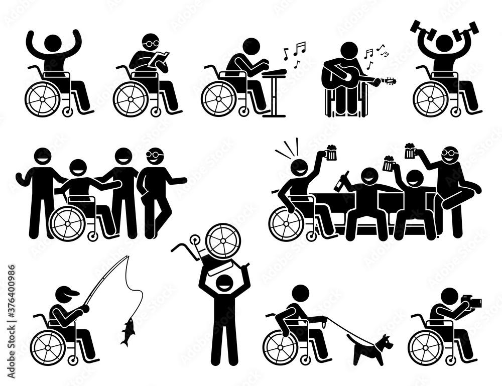 Happy disabled man doing various activities, hobbies, and leading a ...