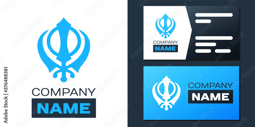 Logotype Sikhism religion Khanda symbol icon isolated on white ...