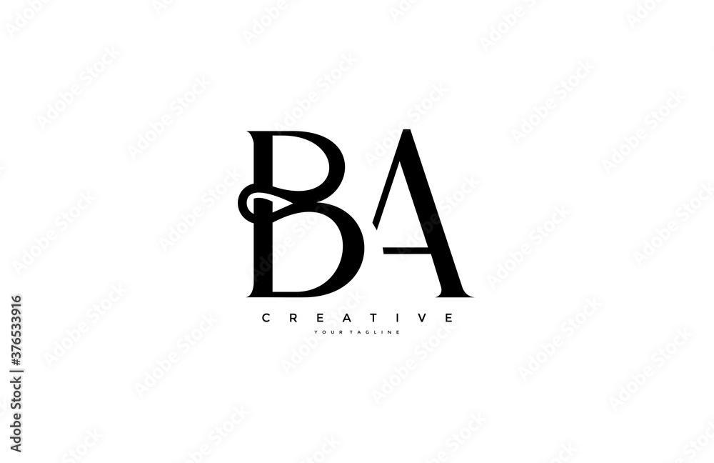 Simple letter BA monogram stylish type design logo Stock Vector | Adobe ...