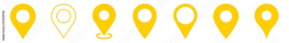 Location Pin Icon Yellow | Map Marker Illustration | Destination Symbol ...