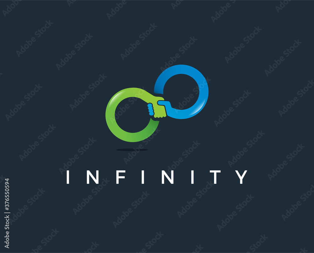 minimal handshake infinity logo template - vector illustration Stock ...