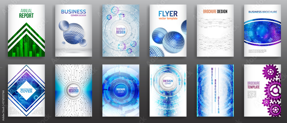 Technology cover vector set. Brochure template layout, flyer design for ...