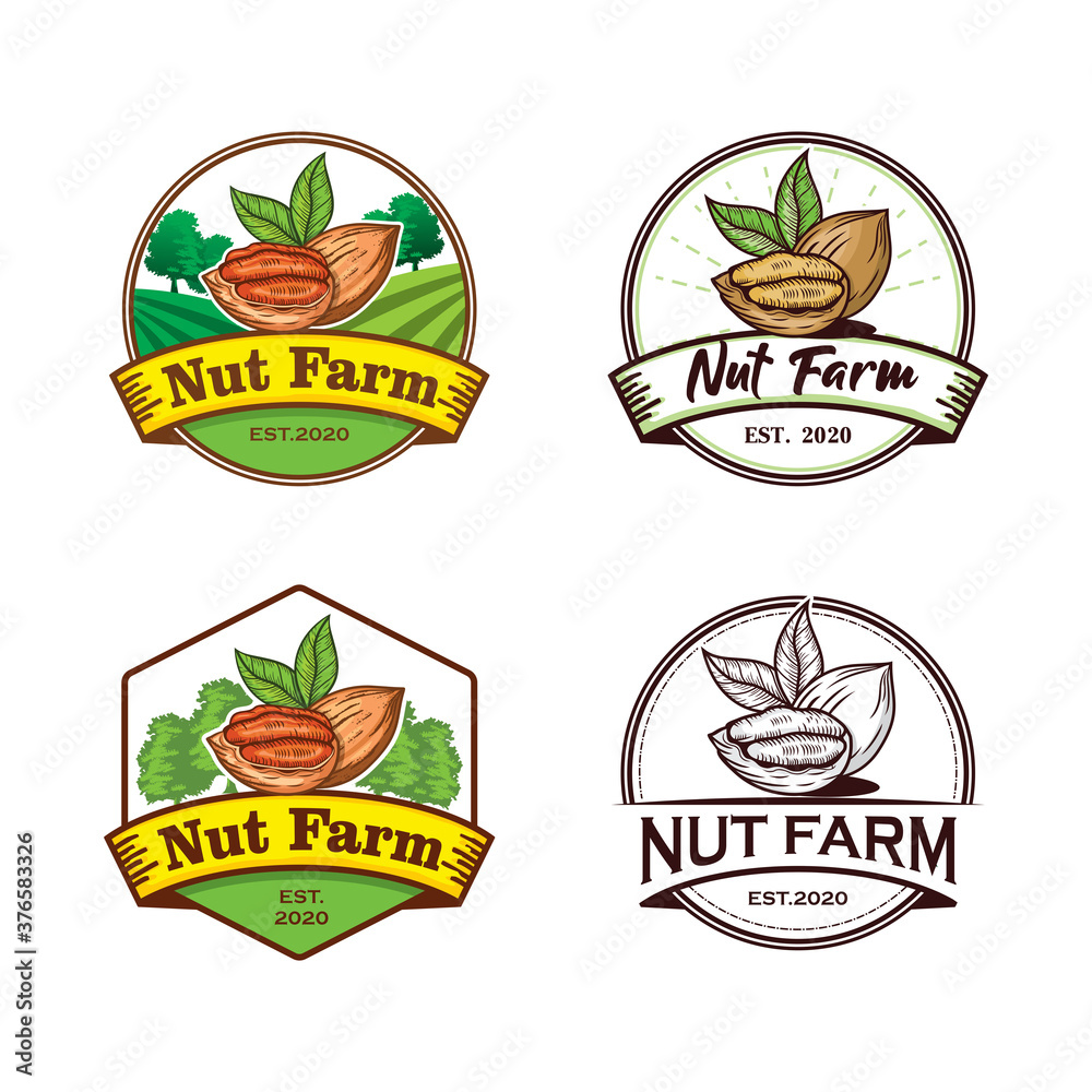 Nut Farm Logo, Emblem Nut Company Vector Stock Vector | Adobe Stock