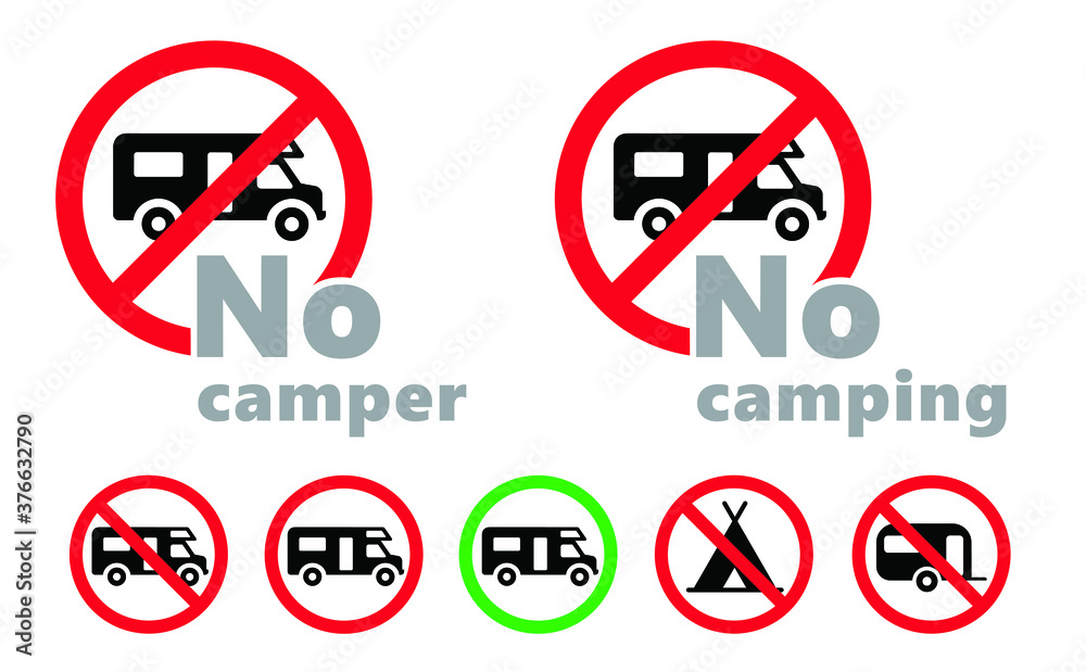 No camper. No camping icon. Silhouette of a trailer, a house on wheels ...
