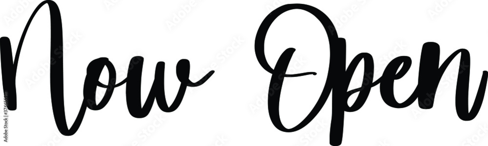Now Open Typography/Calligraphy Black Color Text On White Background ...