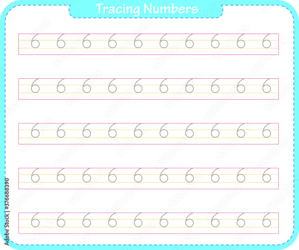Preschool worksheet trace numbers. Basic writing and learning practices ...