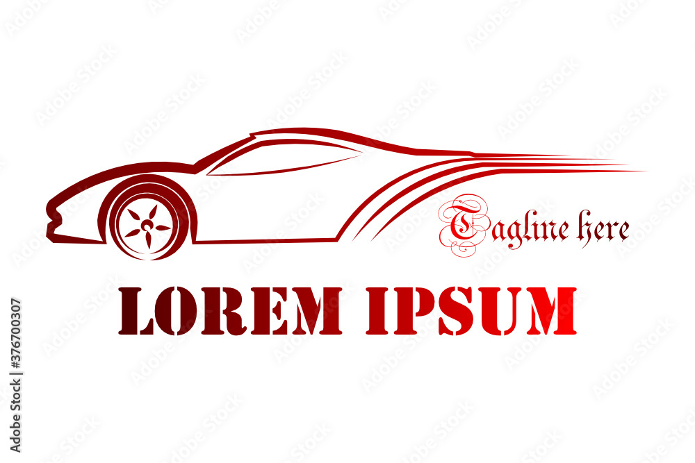 Sports car logo and transportation with illustrations of race cars ...