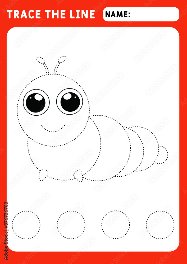 little Caterpillar. Preschool worksheet for practicing fine motor ...