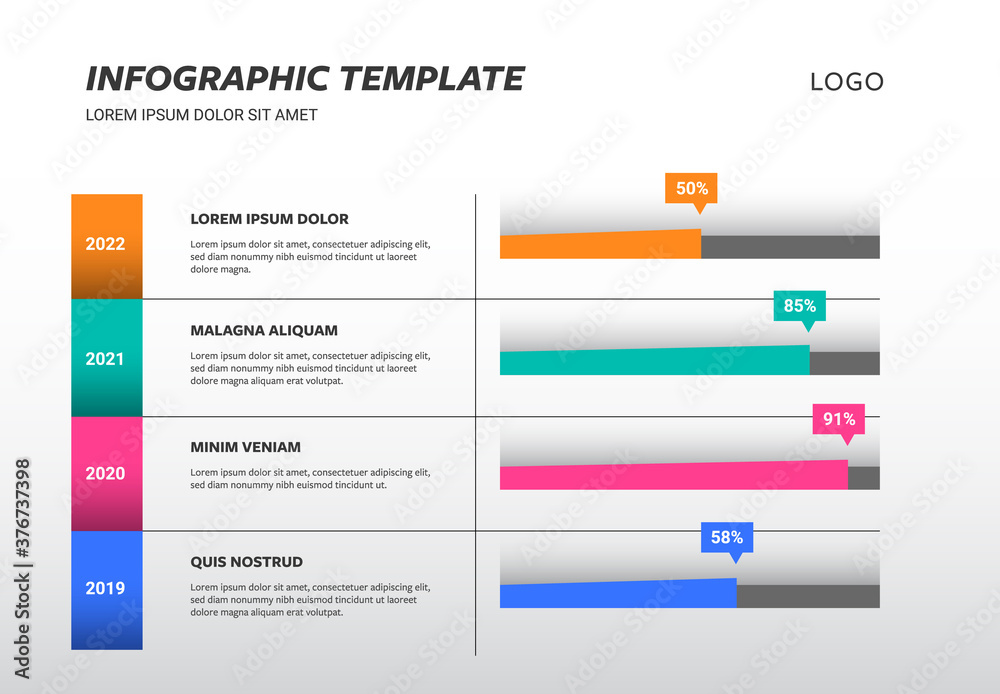 Vetor Infographic template with horizontal bar chart layout, vector ...