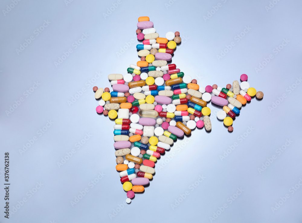 Pills in India map shape Stock Photo | Adobe Stock