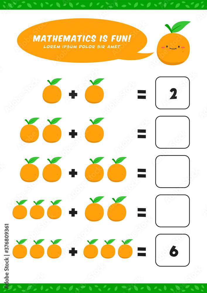 preschool addition mathematics learn worksheet activity template with ...