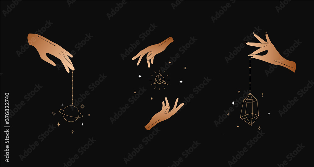 Set Of Female Hands Witch Magic And Occult Collection Different