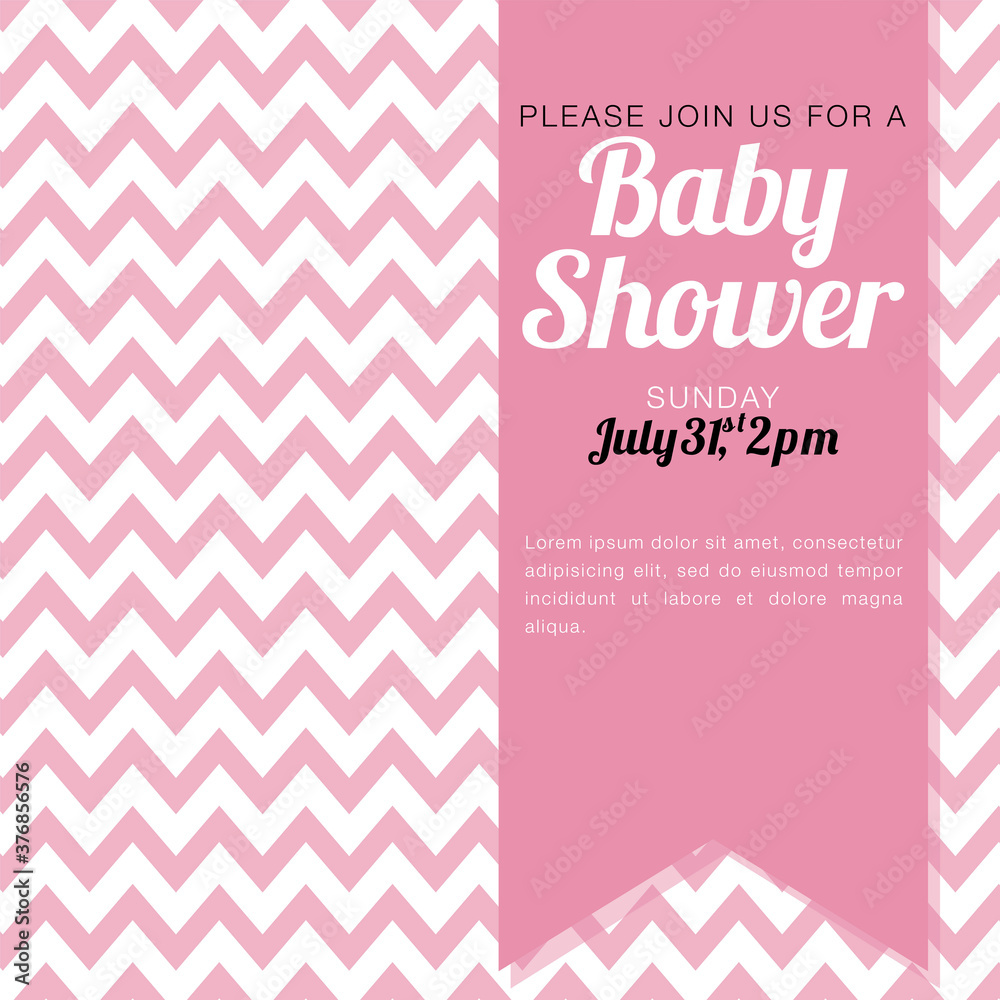 Chevron baby shower invitation - vector design Stock Vector | Adobe Stock