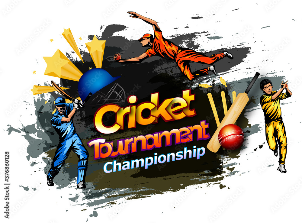 vector Illustration of cricket player ,Creative poster or banner design ...