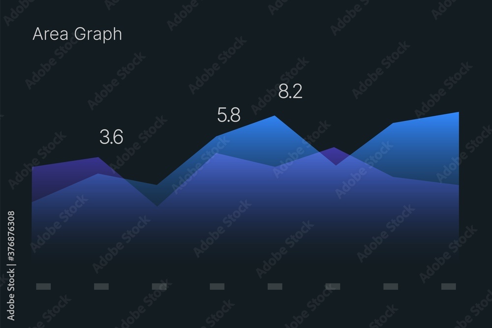 Area Graph. Elements of infographics on a dark background. Use in ...