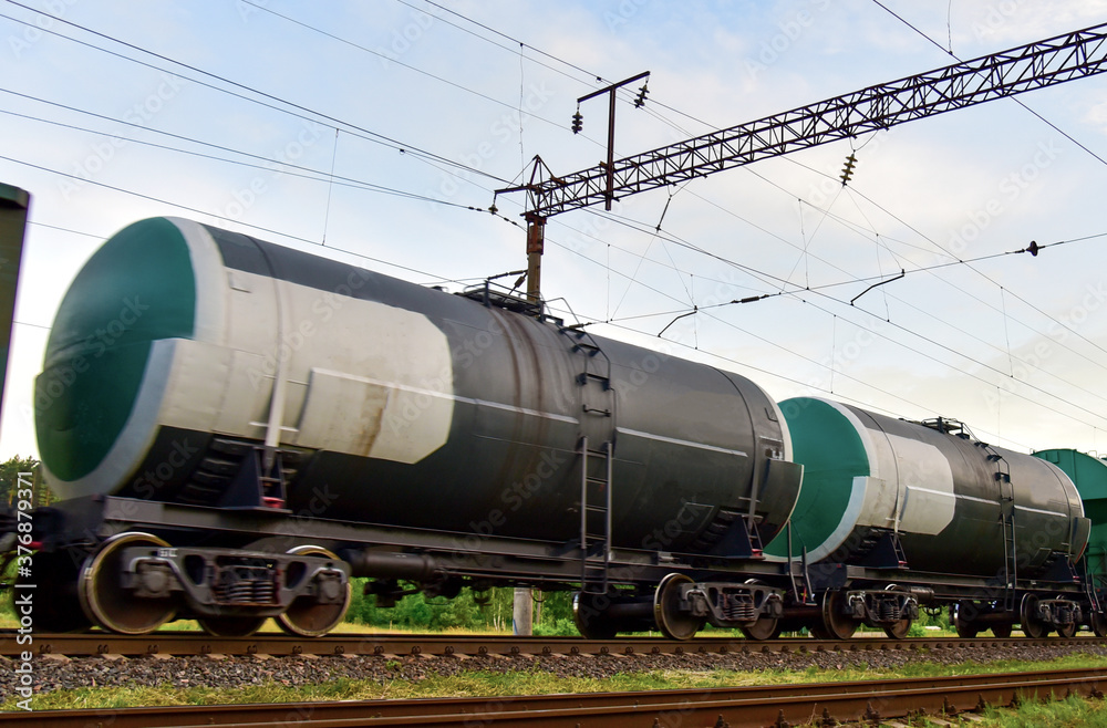Transport tank car LNG by rail, gas - oil products. LPG transport ...