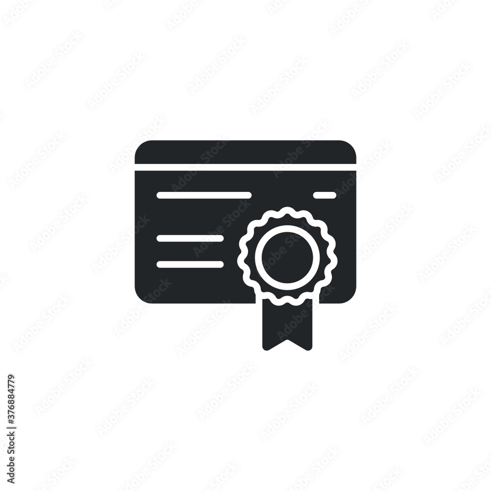 Online certificate icon, solid style. Digital certificate for online ...